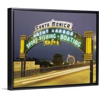 "Santa Monica Pier Sign Santa Monica CA" Black Float Frame Canvas Art ...