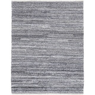 HomeRoots 4' X 6' Gray And Ivory Striped Hand Woven Stain Resistant ...