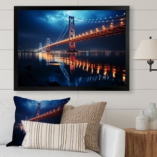 Designart "Panoramic Bridge Sunrise III" Bridges Red Wall Decor ...