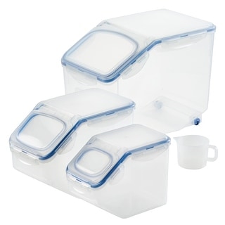 LocknLock Pantry Rectangular Food Storage Container Set, 3-Piece, Clear ...