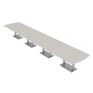 22 Person Arc Rectangle Powered Modular Boardroom Table Square Bases ...