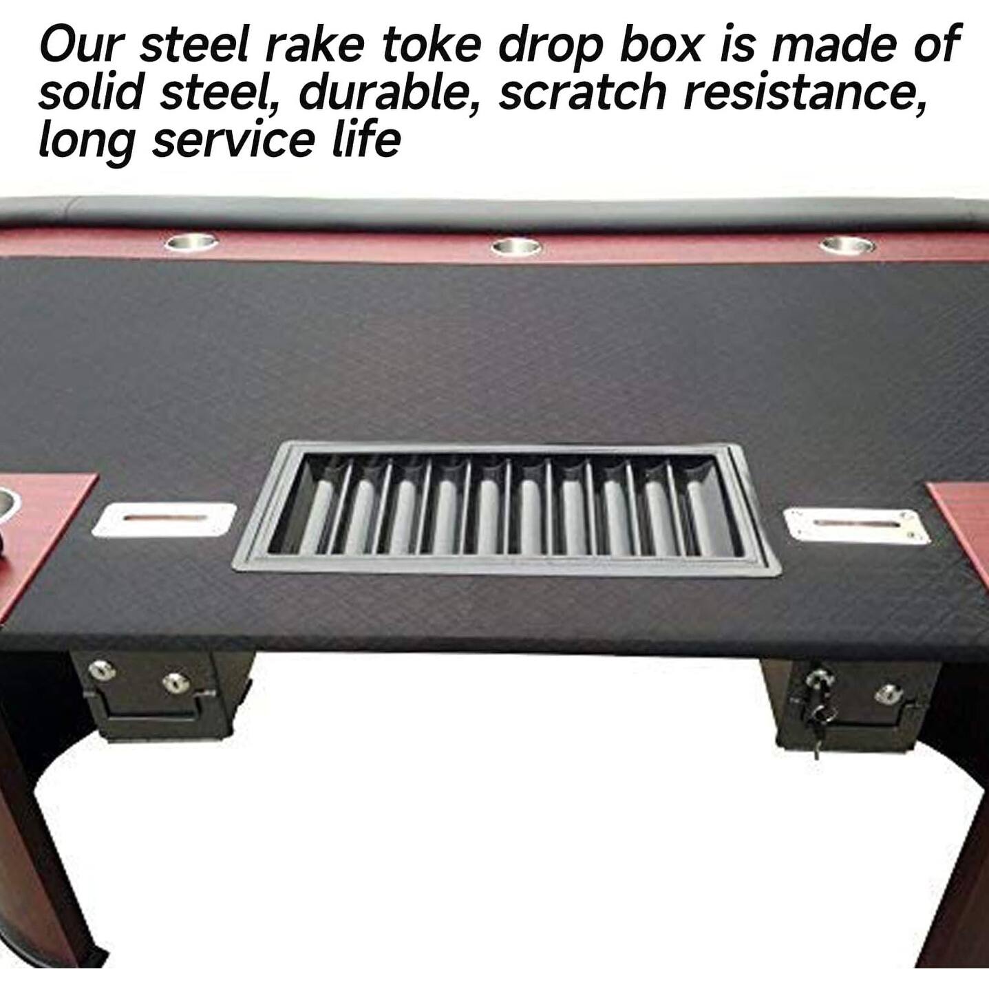 GSE™ Casino/Home Custom Poker Table Steel Rake Toke Drop Box & Money ...