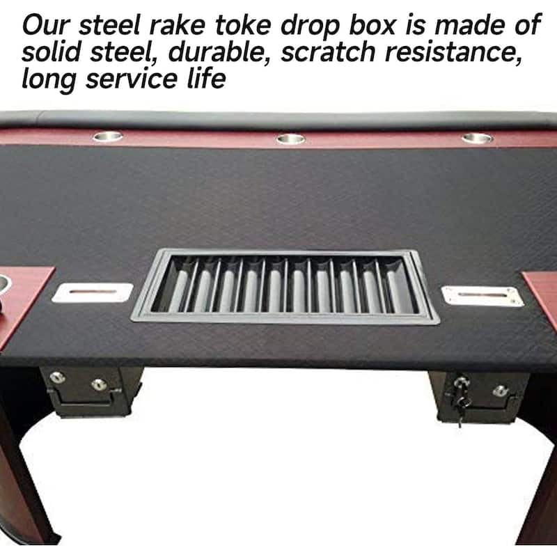 GSE™ Casino/Home Custom Poker Table Steel Rake Toke Drop Box & Money ...