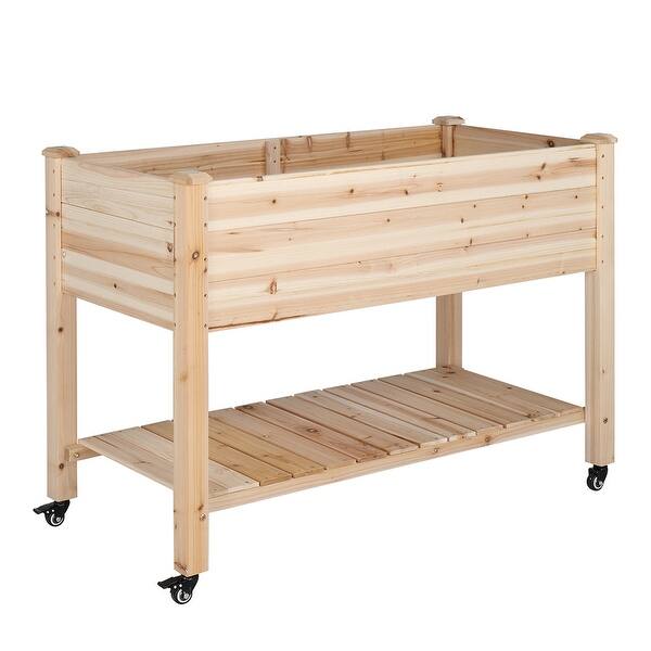 Wooden High Foot Style Planting Frame with Wheels - On Sale - Bed Bath ...