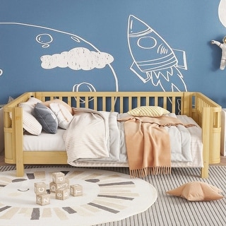 Wood Low Profile Twin Bed with Rails for Girls and Boys - Bed Bath ...