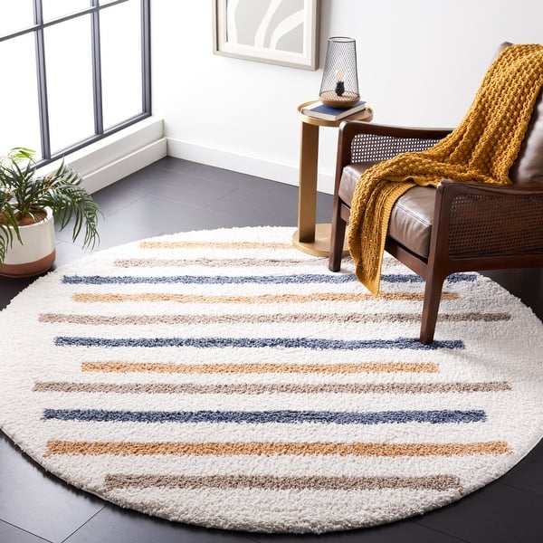 SAFAVIEH Calico Shag Haricleea Stripe 1.5-inch Thick Rug - Bed Bath ...