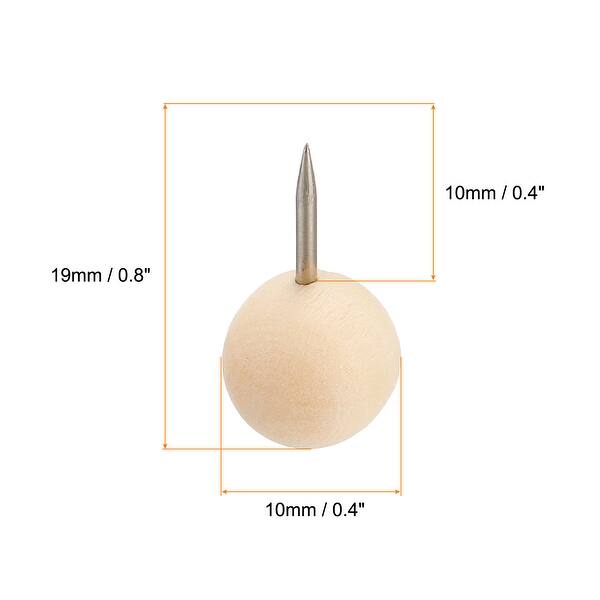 50pcs Wooden Push Pins, Walnut Decorative Wood Round Head Steel Needle ...