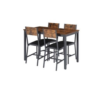Rustic Brown Kitchen Table Set With Four Upholstered Chairs - Bed Bath ...