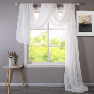 DriftAway Solid White Sheer Window Scarf Valance Long Luxury Sheer ...