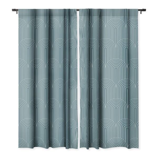 Colour Poems Art Deco Arch Pattern Blue Window Curtain (Set of 2) - Bed ...