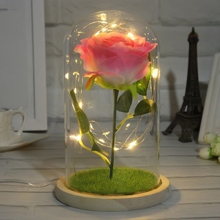 Romantic Immortal Flower Micro Landscape Rose Simulation Glass Shade ...