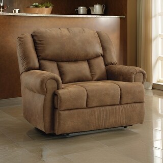 Avi 50 Inch Chair, Wide Seat Power Recliner, Cushioned, Brown Faux ...