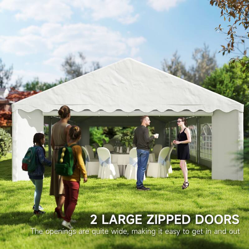 Outsunny 20' x 40' Heavy Duty Party Tent, Galvanized Outdoor Canopy ...