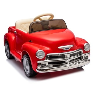 Vintage Red Ride on Toy Car with Bluetooth, LED, Electric Vehicle for ...