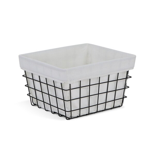 Esker White Metal Rectangular Lined Wire Basket L 12.75 x W 10.5 x H 7.75