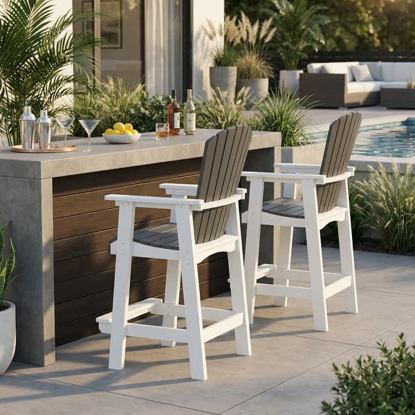 Set of 2 Outdoor HDPE Material Bar Armchairs, Tall Adirondack Chairs ...