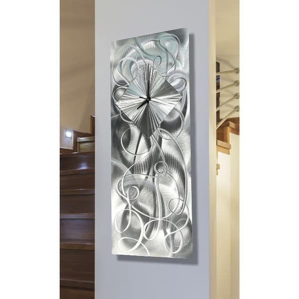 Statements2000 Silver Metal Wall Clock Art Modern Silver Accent Decor ...