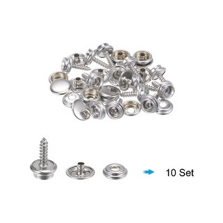 10 Sets Screw Snap Fasteners Kit 15mm Metal Snaps Button Silver Tone ...