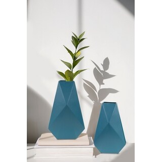 Allan Andrews Matte Teal Contemporary 3-D Geometric Vase Collection ...