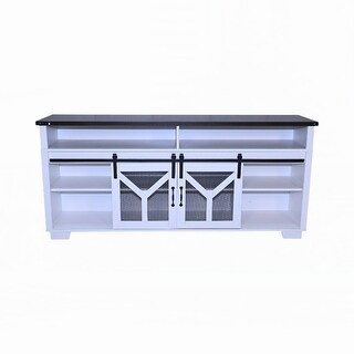 65.3" TV Stand with LED light strips and Iron mesh barn door - Bed Bath ...