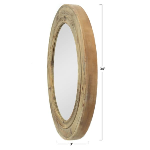 Aspen Decorative 34-Inch Round Mirror with Wood Circle Frame - Bed Bath ...
