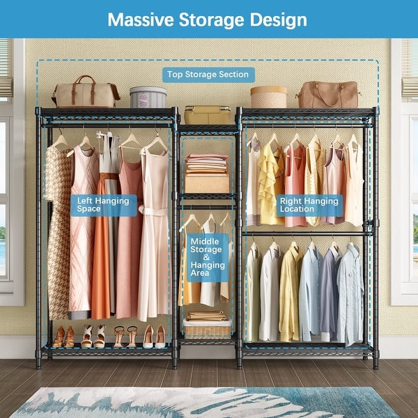 Garment Rack Heavy Duty Clothing Rack for Hanging Clothes, Metal ...