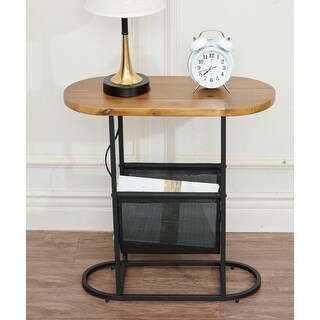 Oval Small Side Tables, End Table With Magazines Organizer Storage ...