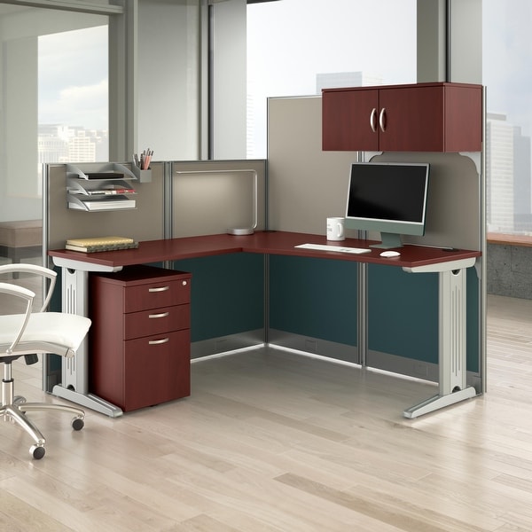 Easy Office 60W L Shaped Cubicle Desk Set by Bush Business Furniture ...
