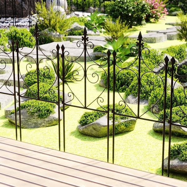 Metal Decorative Garden Fence(5 Panels)Metal Border Folding Fence - On ...