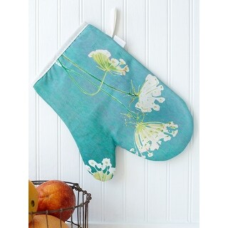 Handmade Queen Anne's Lace on Teal Oven Mitt (United Kingdom) - Bed ...