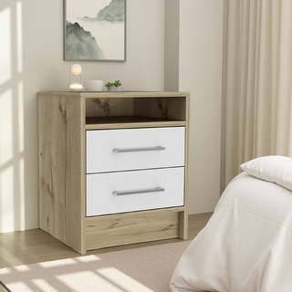 15.7"L Laminated Particleboard Nightstand with Superior Top, Two ...