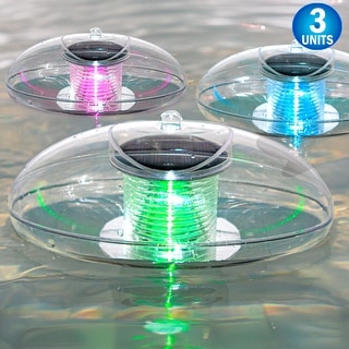 Solar Powered LED Floating Pool Lights - 3PC - Waterproof, Color ...