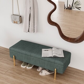 44" Green Storage Ottoman Entryway Bench with Flip Top Storage Chest ...