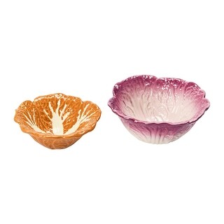 Hand-painted Set of Cabbage Shaped Stoneware Bowls, Set of 2 - Bed Bath ...