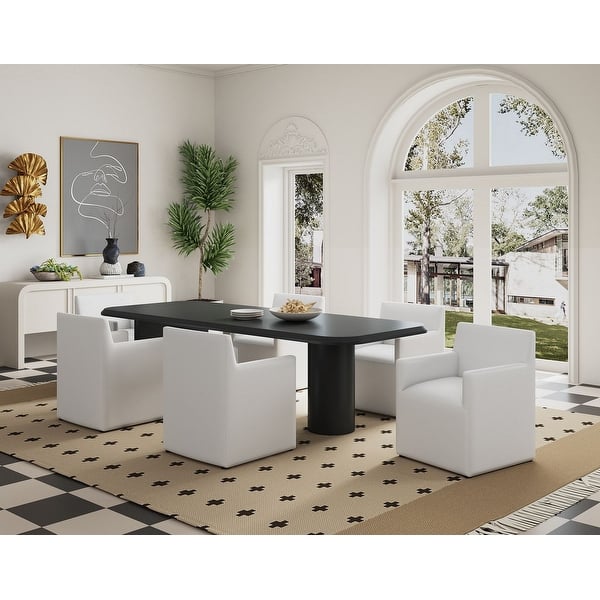 Manhattan Comfort Anna Modern Square Faux Leather Dining Armchair - Bed ...