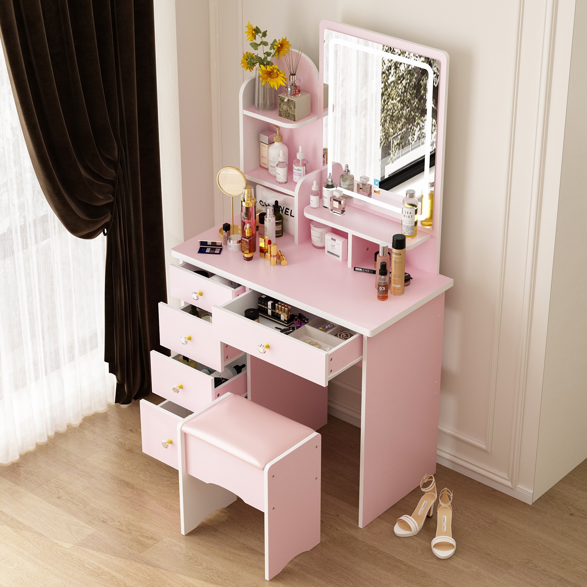Pink Makeup Vanities Bed Bath Beyond