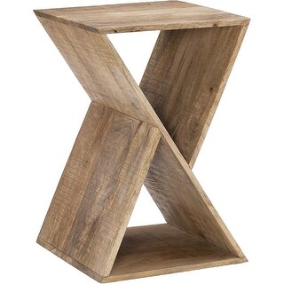 Natural Mango Wood Triangle Side Table with Vintage Look and Functional ...
