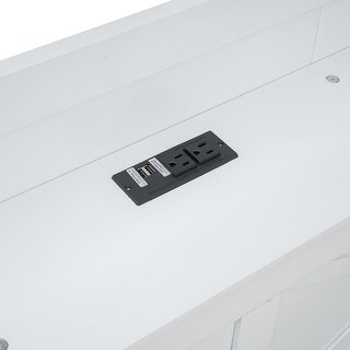 White Twin Bed with Extendable Trundle, Storage Headboard, Outlets, and ...