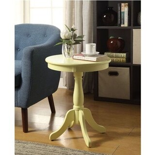 Yellow side table solid wood alger table round shape table - Bed Bath ...
