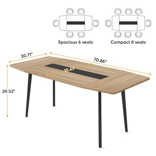 70.86L x30.71W x 29.52H Inches Rectangle Modern Dining Table for 6-8 ...