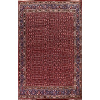 Red Mashad Persian Vintage Area Rug Living Room Handmade Wool Carpet ...