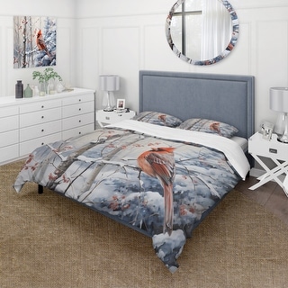 Designart "Canada Red Cardinal Bird Winter Wonderland I" Red ...