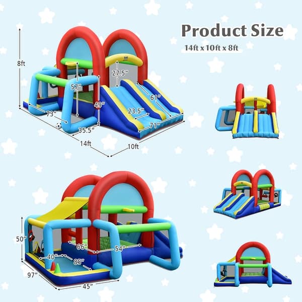 Gymax Kids Inflatable Bounce House Bouncer Castle w/ Double Slides - On ...