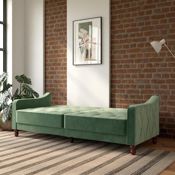 Novogratz vintage tufted velvet split back sofa bed store