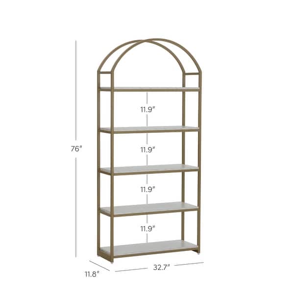Nathan James Haven 5-Shelf Etagere Bookshelf with Arch Top - Bed Bath ...