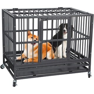 45" Heavy Duty Indestructible Dog Crate Steel Escape Proof - Large ...