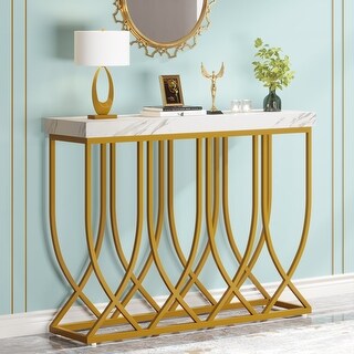 Faux Marble Gold Console Table, Modern Entryway Foyer Table - Bed Bath ...