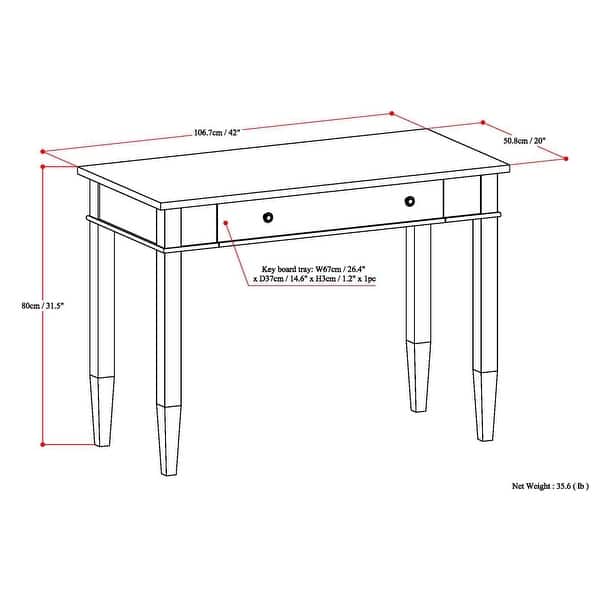 WYNDENHALL Sterling SOLID WOOD Transitional 42 inch Wide Home Office ...