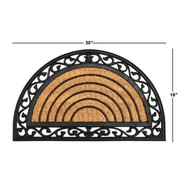 RugSmith Natural Black Moulded Rubber Coir Half-round Irongate Doormat ...