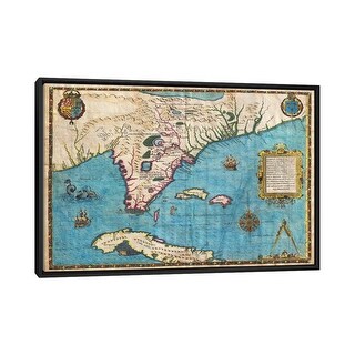 iCanvas "Map of Florida & Cuba (1588)" by Jacques le Moyne de Morgues ...